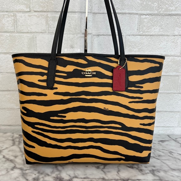 Coach | Bags | Coach Tiger Print City Tote Shoulder Bag | Poshmark